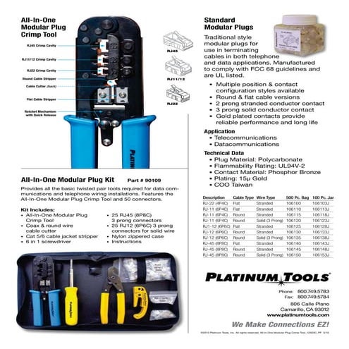 Platinum Tools 100055C Data Sheet | PDF