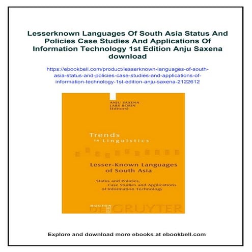 Lesserknown Languages Of South Asia Status And Policies Case Studies ...