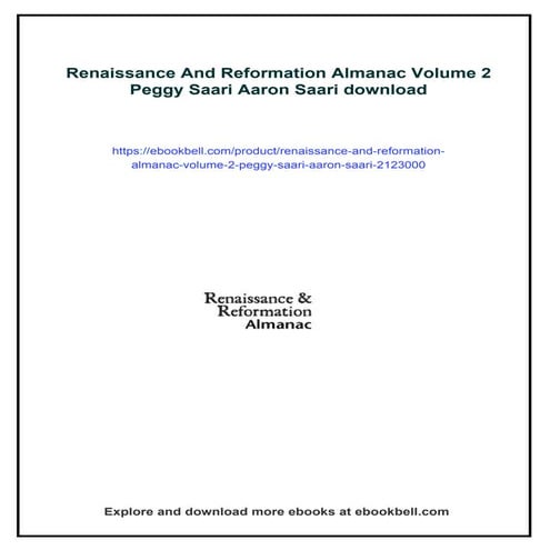 Renaissance And Reformation Almanac Volume 2 Peggy Saari Aaron Saari | PDF