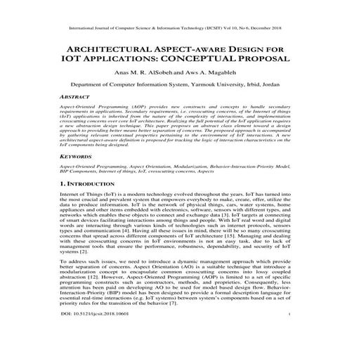 Architectural Aspect-Aware Design for IoT Applications: Conceptual Proposal | PDF