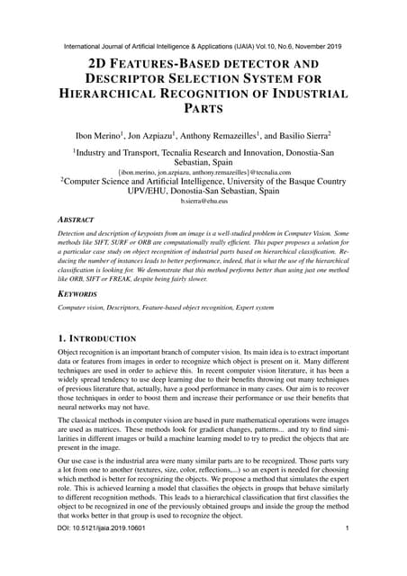 2d Features Based Detector And Descriptor Selection System For