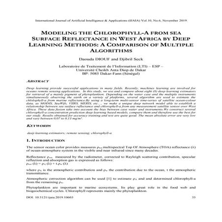 MODELING THE CHLOROPHYLL-A FROM SEA SURFACE REFLECTANCE IN WEST AFRICA BY DEEP LEARNING METHODS ...