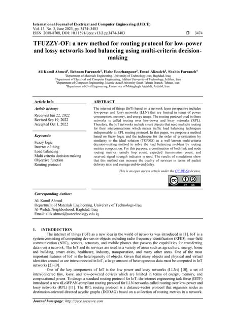 Tfuzzy Of A New Method For Routing Protocol For Low Power And Lossy
