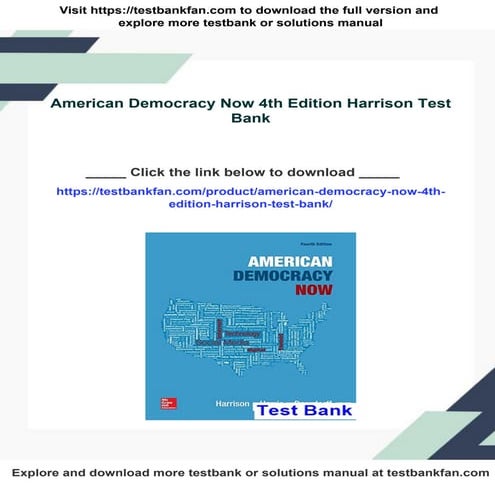 American Democracy Now 4th Edition Harrison Test Bank | PDF