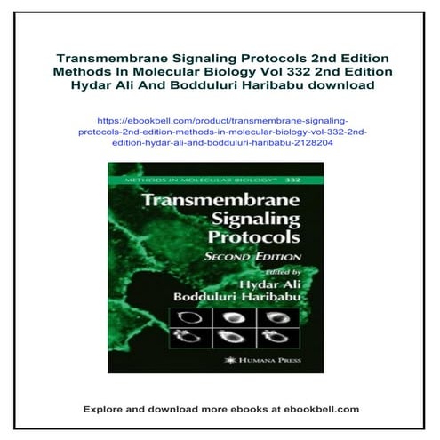 Transmembrane Signaling Protocols 2nd Edition Methods In Molecular Biology Vol 332 2nd Edition ...