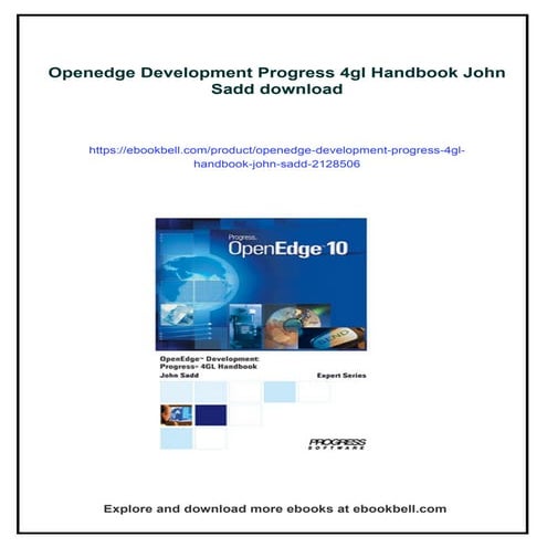 Openedge Development Progress 4gl Handbook John Sadd | PDF