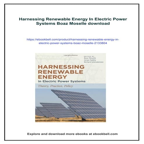Harnessing Renewable Energy In Electric Power Systems Boaz Moselle | PDF