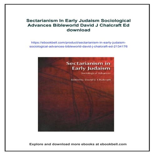 Sectarianism In Early Judaism Sociological Advances Bibleworld David J ...