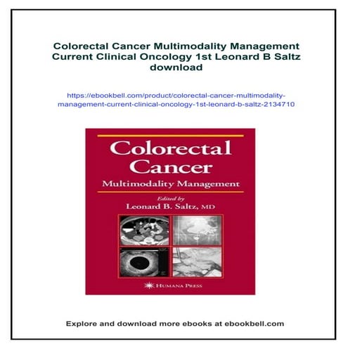 Colorectal Cancer Multimodality Management Current Clinical Oncology ...