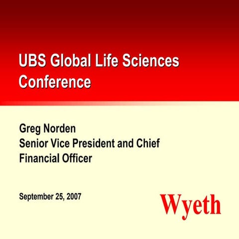 wyeth UBS Global Life Sciences Conference | PPT
