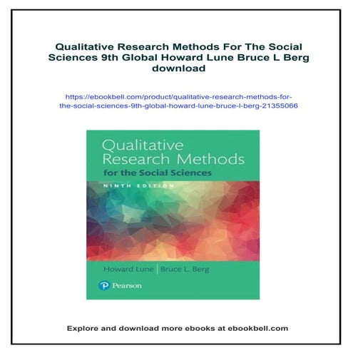 Qualitative Research Methods For The Social Sciences 9th Global Howard ...