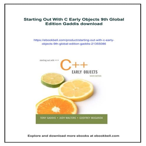 Starting Out With C Early Objects 9th Global Edition Gaddis | PDF