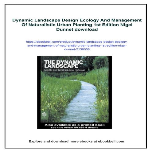 Dynamic Landscape Design Ecology And Management Of Naturalistic Urban ...