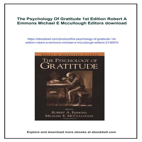 The Psychology Of Gratitude 1st Edition Robert A Emmons Michael E ...