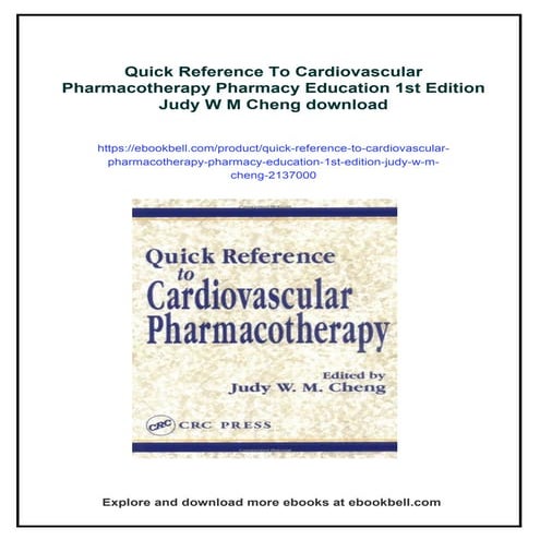 Quick Reference To Cardiovascular Pharmacotherapy Pharmacy Education ...