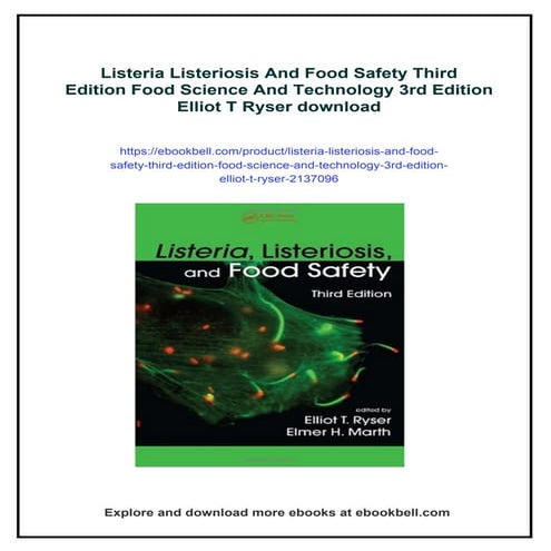 Listeria Listeriosis And Food Safety Third Edition Food Science And ...