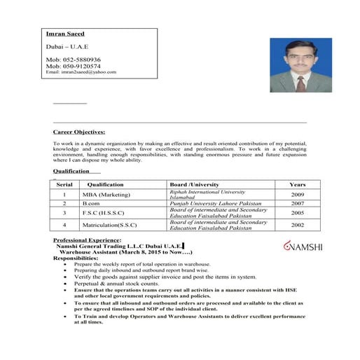 imran saeed cv | DOC
