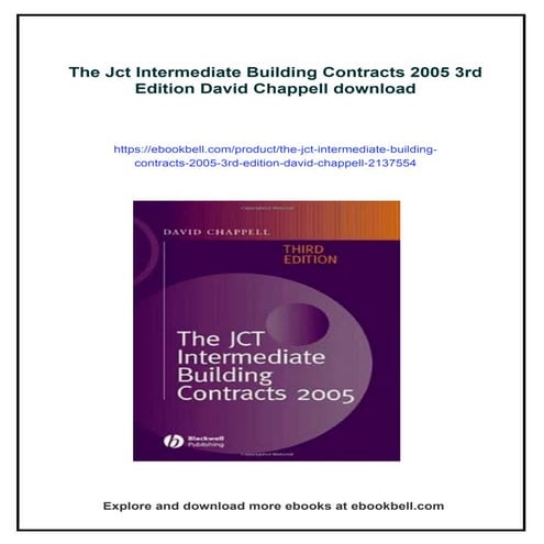 The Jct Intermediate Building Contracts 2005 3rd Edition David Chappell | PDF
