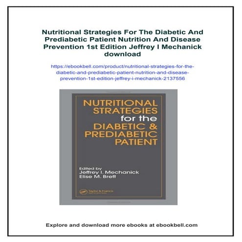 Nutritional Strategies For The Diabetic And Prediabetic Patient ...