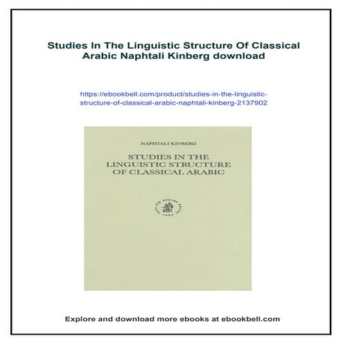 Studies In The Linguistic Structure Of Classical Arabic Naphtali ...