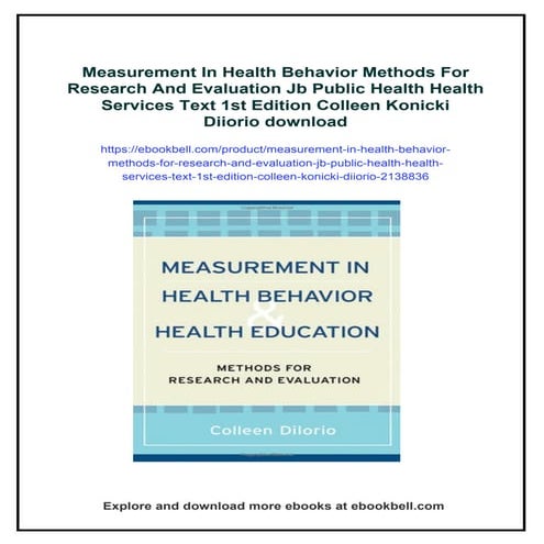 Measurement In Health Behavior Methods For Research And Evaluation Jb ...