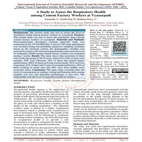 Occupational Health Problems Among Tobacco Processing Factory Workers ...