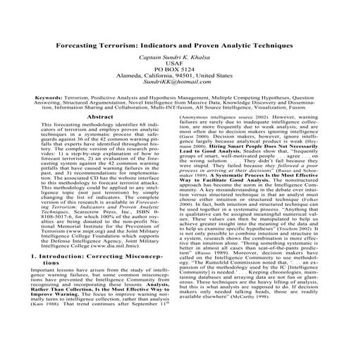 Paper On Forecasting Terrorism Pdf