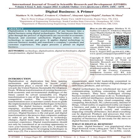 Digital Business A Primer | PDF