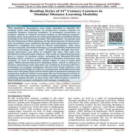 Reading Styles of 21st Century Learners in Modular Distance Learning ...