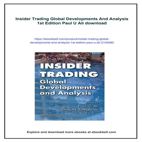 Insider Trading Global Developments And Analysis 1st Edition Paul U Ali ...