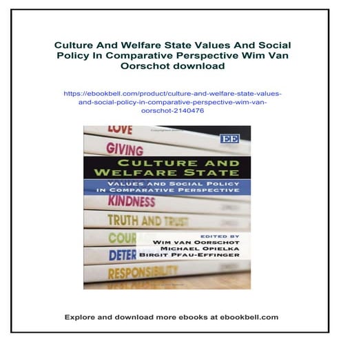 Culture And Welfare State Values And Social Policy In Comparative ...