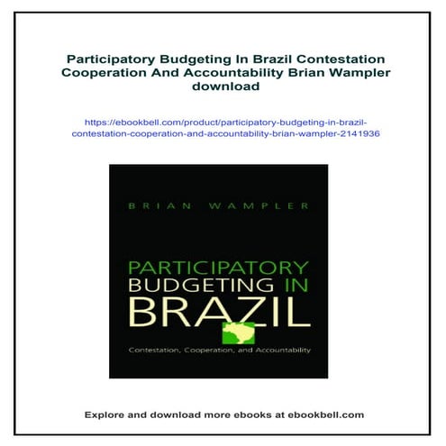 Participatory Budgeting In Brazil Contestation Cooperation And ...