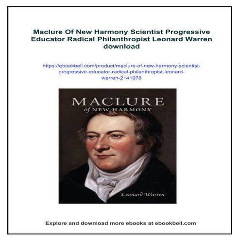 Maclure Of New Harmony Scientist Progressive Educator Radical ...