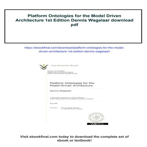 Platform Ontologies for the Model Driven Architecture 1st Edition Dennis Wagelaar | PDF