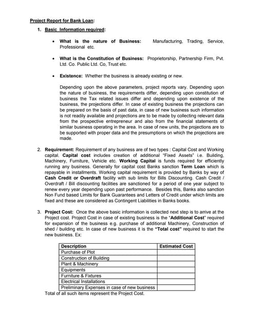 How to Prepare a Project Report for Bank Loan Approval | PDF