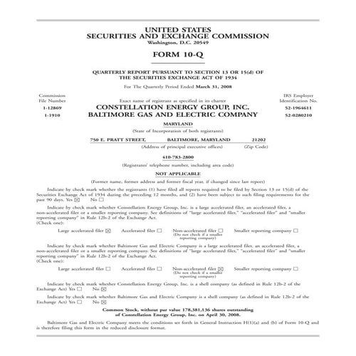 constellation energy 2008 First Quarter Form 10-Q | PDF