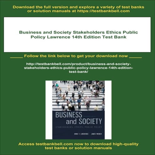 Business and Society Stakeholders Ethics Public Policy Lawrence 14th ...