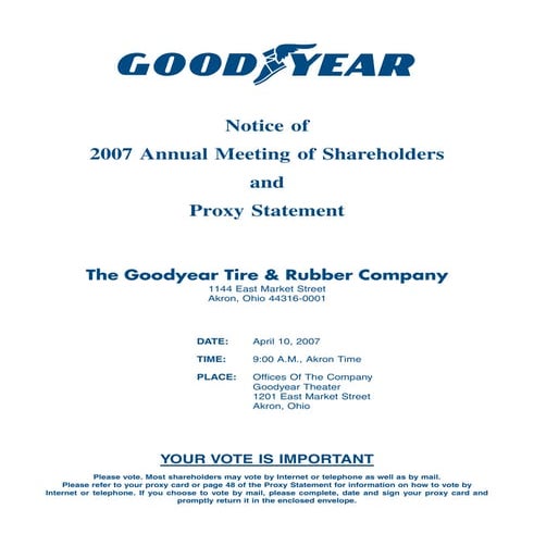 goodyear Proxy Statement 2007 | PDF