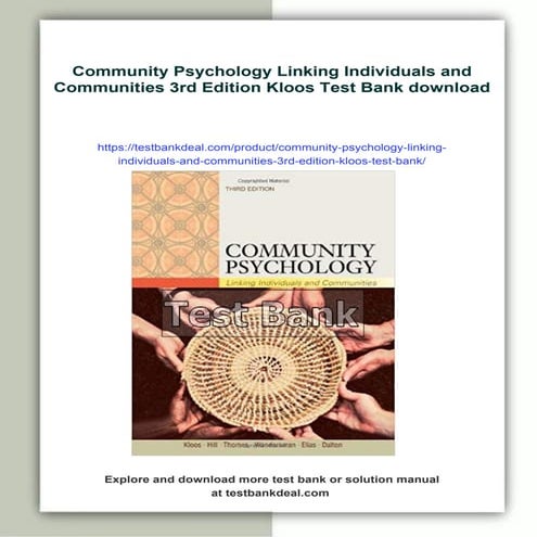 Community Psychology Linking Individuals and Communities 3rd Edition ...