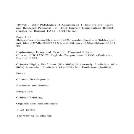 10721, 1257 PMModule 4 Assignment 1 Exploratory Essay and | DOCX
