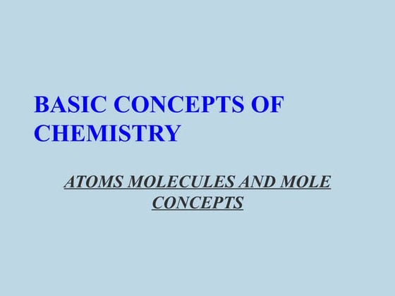 Class XI Chemistry - Mole Concept | PPT