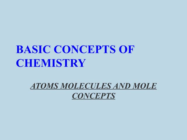 atoms and molecules | PPT | Chemistry | Science