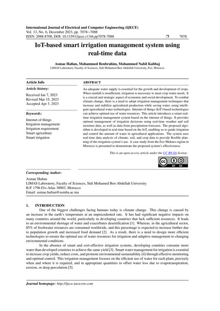 Smart irrigation system for precision farming | PPTX