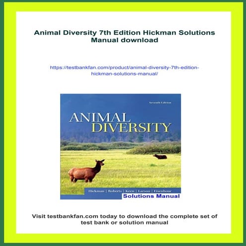 Animal Diversity 7th Edition Hickman Solutions Manual | PDF