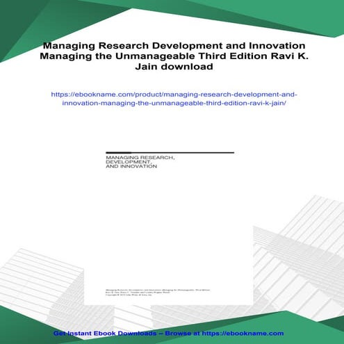 Managing Research Development and Innovation Managing the Unmanageable ...