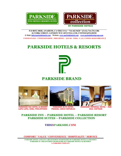 Parkside Hotels - Google Maps | PDF