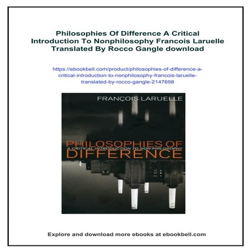 Philosophies Of Difference A Critical Introduction To Nonphilosophy ...