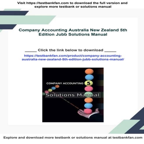 Company Accounting Australia New Zealand 5th Edition Jubb Solutions ...