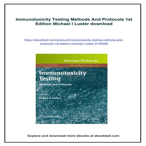 Immunotoxicity Testing Methods And Protocols 1st Edition Michael I ...