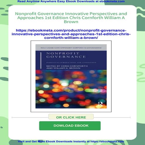 Nonprofit Governance Innovative Perspectives and Approaches 1st Edition ...